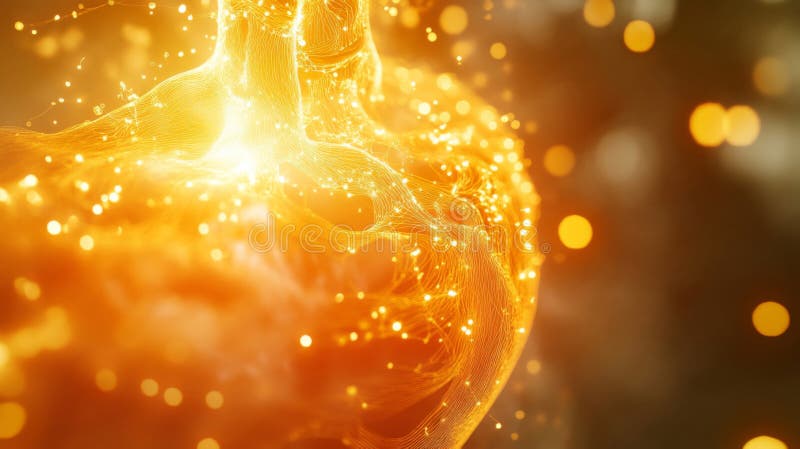 Abstract Golden Energy Flowing through Space Stock Illustration ...