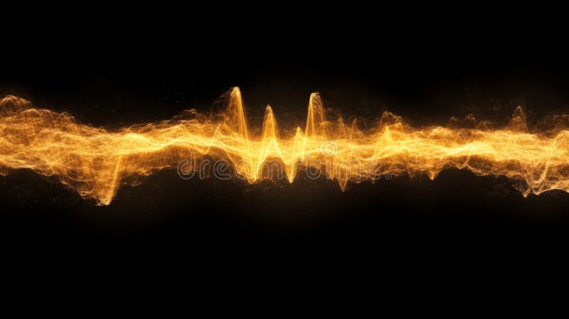 Abstract Golden Energy Wave on Black Background Stock Illustration ...