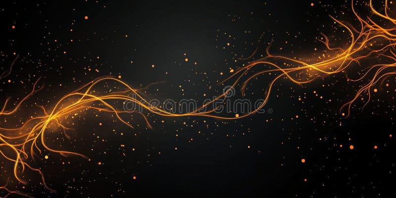 Abstract Golden Energy Wave and Particles. Stock Illustration ...