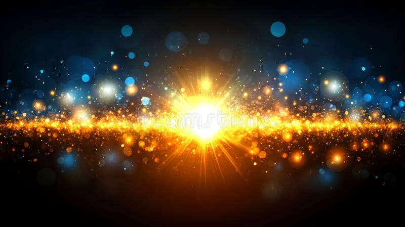 Abstract Golden Explosion of Light and Bokeh Effects on Black ...