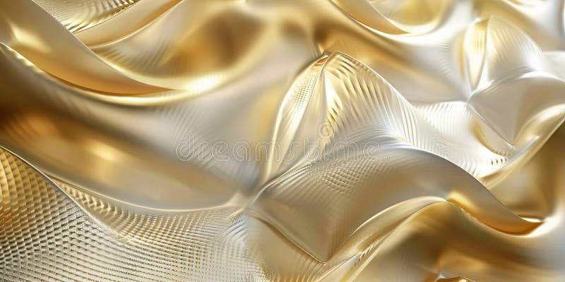Abstract Golden Fabric with Luxurious Waves and Reflective Texture for ...
