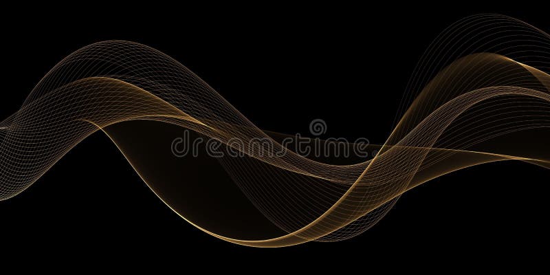 Abstract Golden Flowing Wave Banner on Black Background Stock ... Abstract Golden Flowing Wave Banner on Black Background Stock ...
