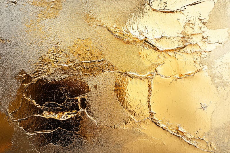 Abstract Golden Foil Texture with Shiny Metallic Reflections Stock ...