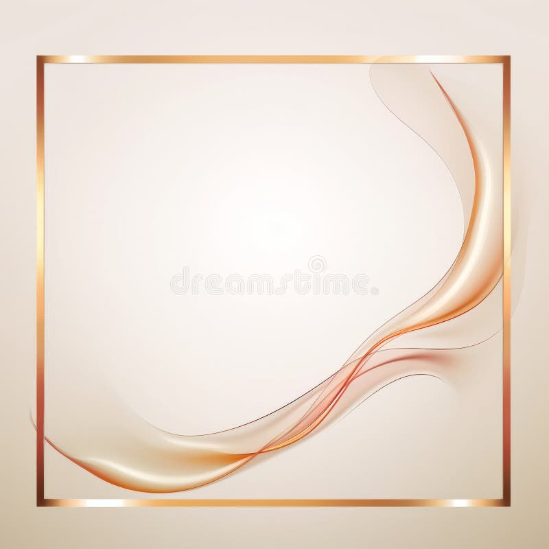 Abstract Golden Frame with Curved Lines on a Beige Background Stock ...