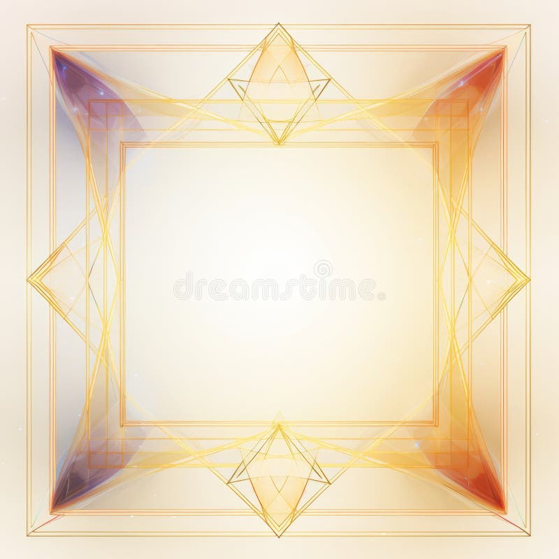 Abstract Golden Frame with Geometric Shapes on a Beige Background Stock ...