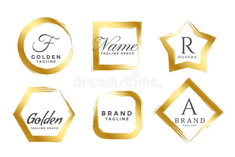 Abstract Golden Frame Logos or Monograms Set Stock Vector ...