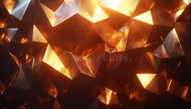 Abstract Golden Geometric Background, Light Reflections, Sharp Edges ...