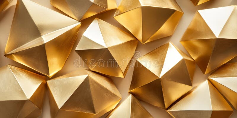 Abstract Golden Geometric Pattern Sharp Edges, Light Reflecting Off ...