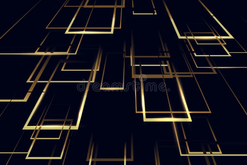 Abstract Golden Geometric Perspective Shape on Dark Background. Luxury ...