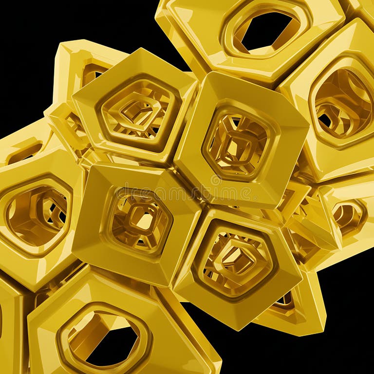Abstract Golden Geometric Structure Interlocking Hexagons Stock ...