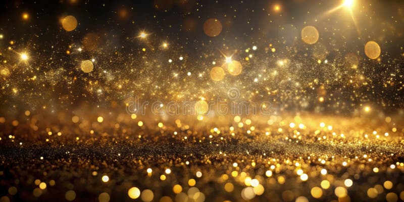 Abstract Golden Glitter Background with Sparkling Lights and Shimmering Dust. Generative AI ...
