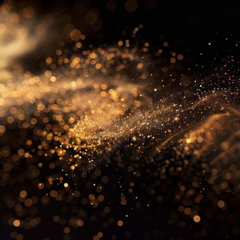 Abstract Golden Glitter and Light Particles on Black Background Stock ...
