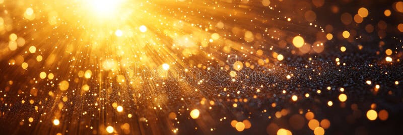 Abstract Golden Glow with Shining Light and Bokeh Effects Illuminating ...