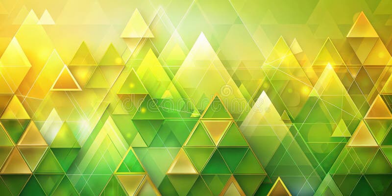 Abstract Golden and Green Triangular Geometric Pattern Background ...