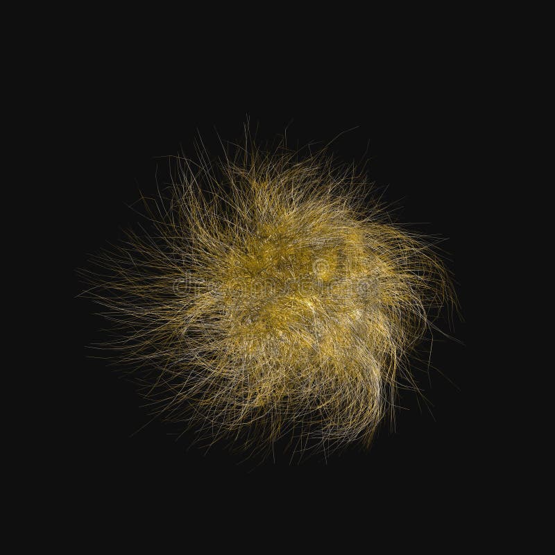 Abstract Golden Hair 3D Object on Black Stock Image - Image of render ...