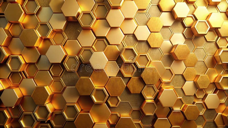 Abstract Golden Hexagon Structure a Luxurious Textured Background of Interlocking Geometric ...