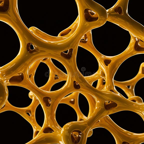 Abstract Golden Interlocking Structure on Black Background Stock ...