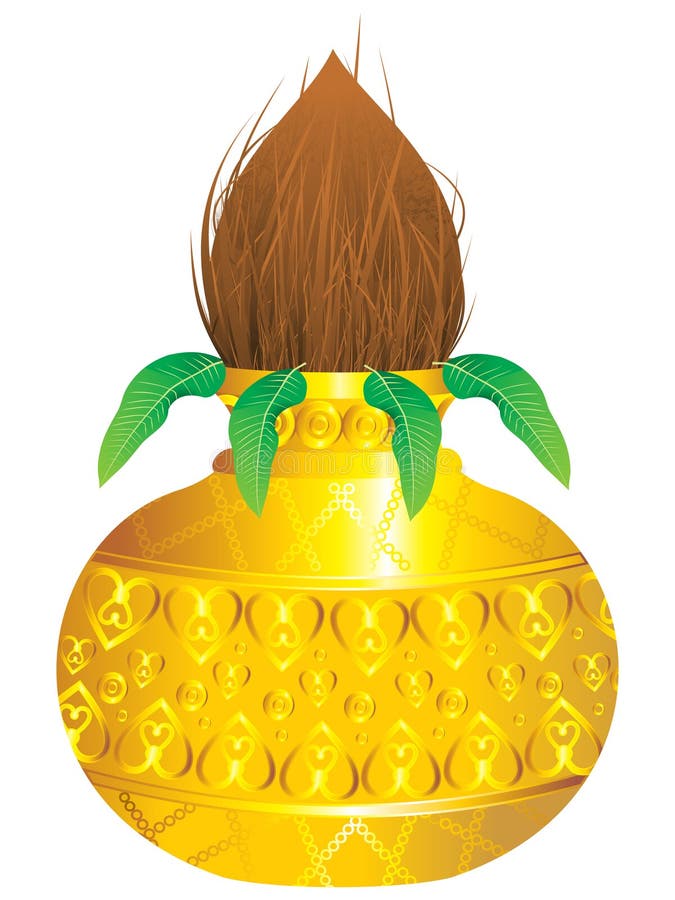 Vector Kalash with Mango Leaf Stock Vector - Illustration of ganesha ...