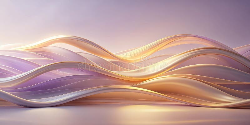 Abstract Golden and Lavender Wave Design, Elegant Flowing Curves ...