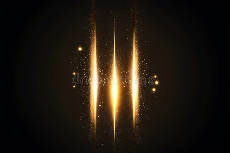 Abstract Golden Light Beams Background Sparkling Glowing Lines Design ...