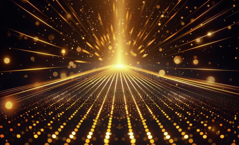 Abstract Golden Light Lines Converging Towards a Bright Future Stock ...