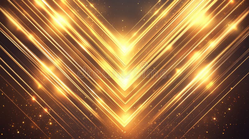 Abstract Golden Light Rays in V-shaped Pattern with Sparkling Elements ...