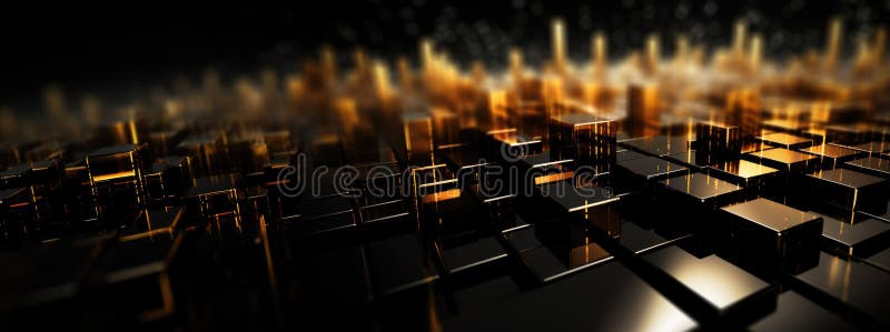 Abstract Golden Light Reflections on Geometric Shapes. Dynamic Abstract ...