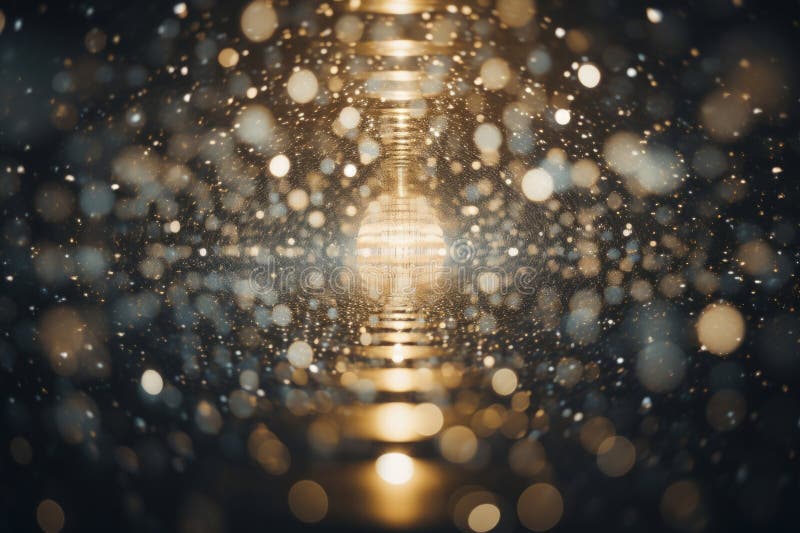 Abstract Golden Light Tunnel with Bokeh Effect Stock Illustration ...