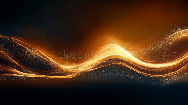 Abstract Golden Light Wave, Golden Wave Design Background, Abstract ...