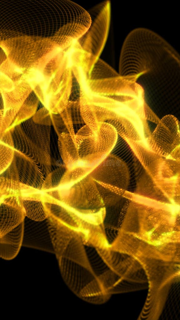 Abstract Golden Light Waves Intertwine in a Dynamic Mesh Pattern on a ...