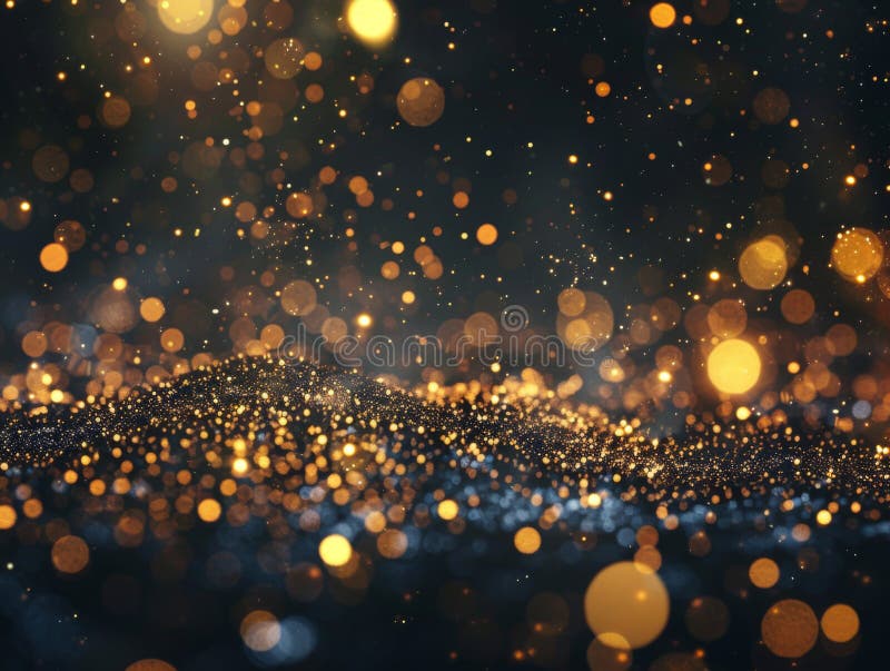 Abstract Golden Lights on Black Background Stock Illustration ...