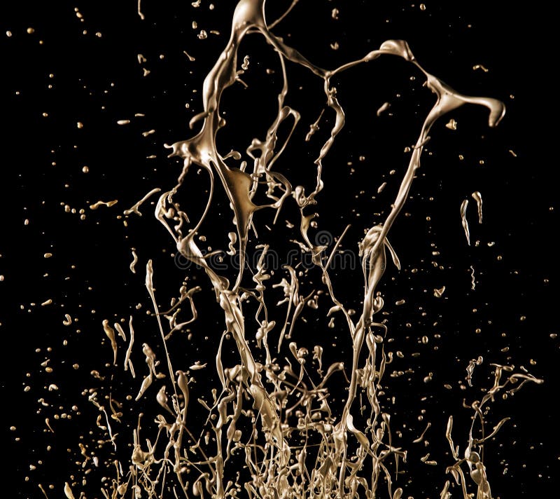 Abstract Golden Liquid Splash on Black Background Stock Image - Image ...