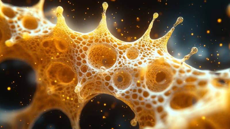 Abstract Golden Liquid Splash with Intricate Bubble Structure Stock ...