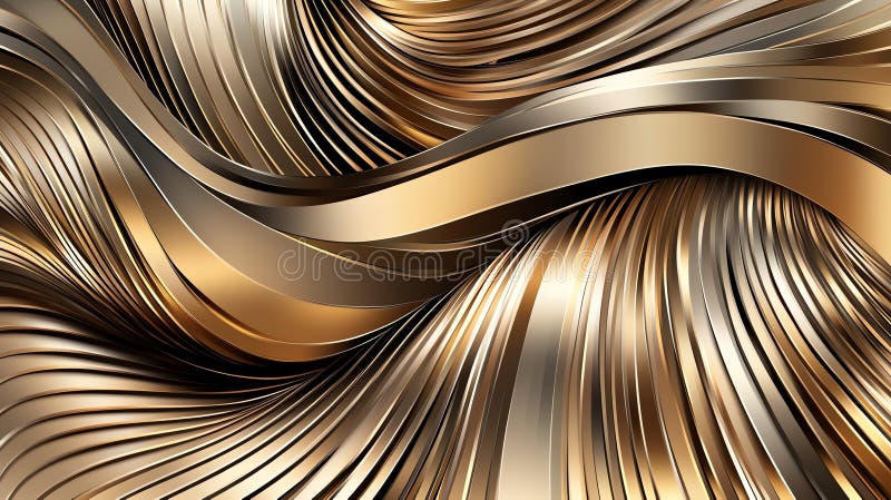 Abstract Golden Metallic Flowing Waves Background Modern Design for ...