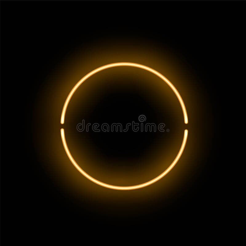 Abstract Golden Neon Luminous Ring on Black Background Stock Vector ...