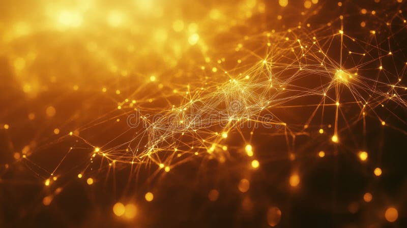 Abstract Golden Network Concept with Glowing Connections for Technology ...