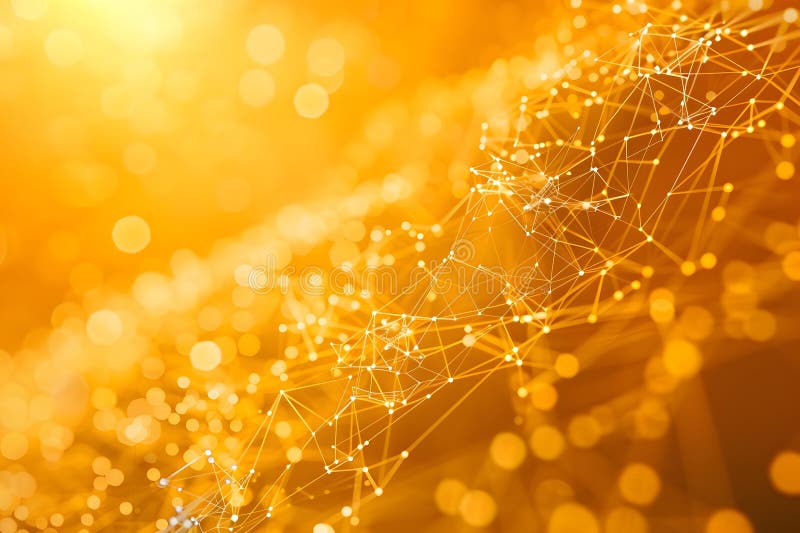 Abstract Golden Network, Connecting Nodes in a Luminous, Bokeh-Filled ...
