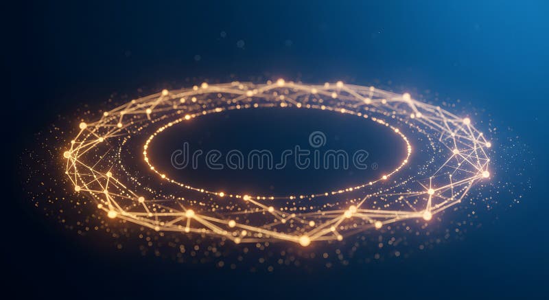 Abstract Golden Network Connection Digital Ring Technology Background ...