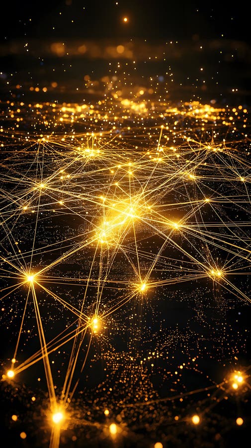 Golden Network Sparkling Lights Connections Stock Photos - Free ...