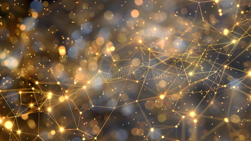Abstract Golden Network with Glowing Lights Background Stock Photo ...
