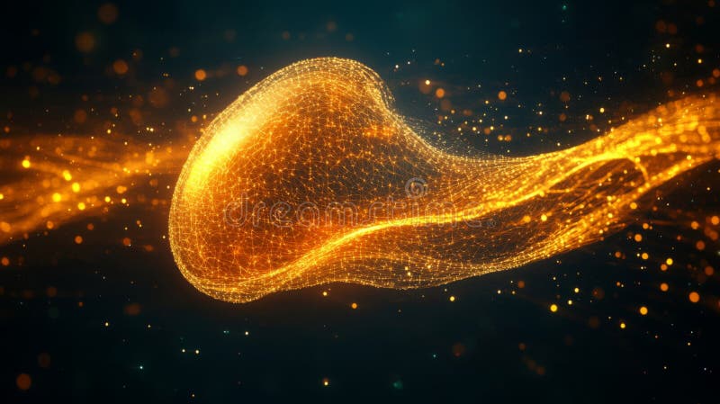 Abstract Golden Network Representing Data Flow Stock Illustration ...