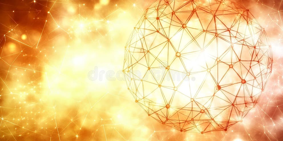 Abstract Golden Network Sphere Connected Dots Global Communication ...