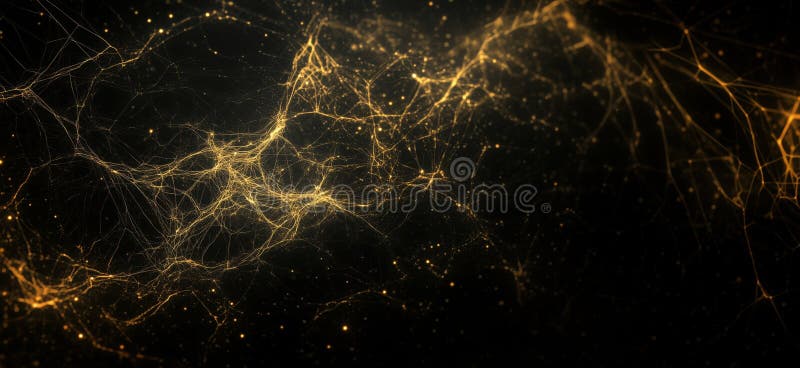 Golden Network Representing Connections Data Flowing Stock Photos ...