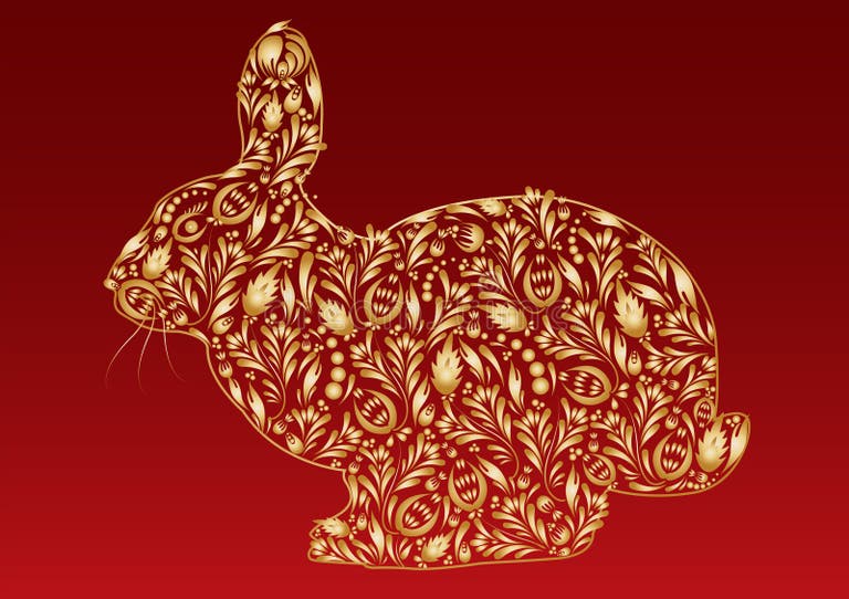 Abstract Golden New Year Rabbit Stock Vector - Illustration of year ...