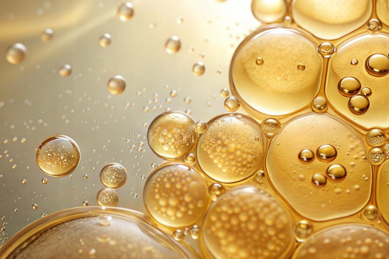 Abstract Golden Oil Bubbles Fluid Texture Background for Cosmetic ...