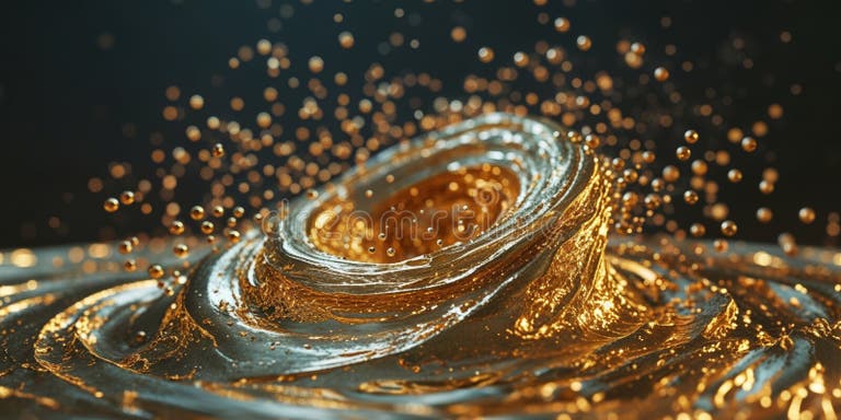 Abstract Golden Particle Swirl on Dark Background Creates Dramatic ...