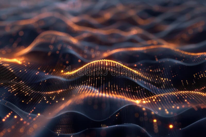 Abstract Golden Particles Flowing Forming Wavy Surface Stock ...