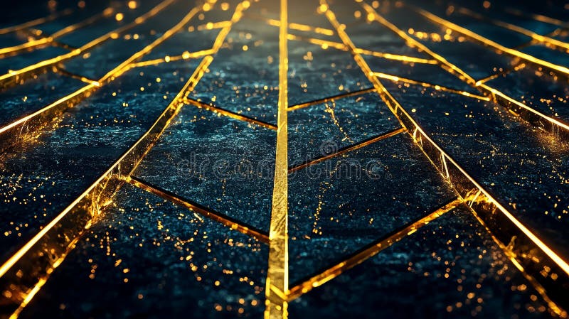 Abstract Golden Pattern on Dark Surface with Sparks Stock Illustration ...