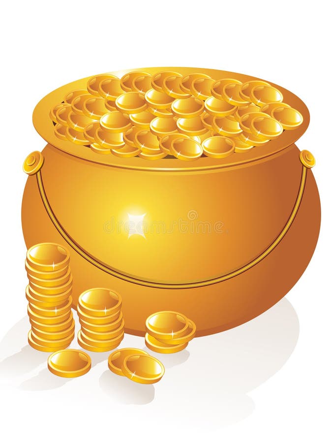 Pot of gold coins stock illustration. Illustration of bank - 20714244