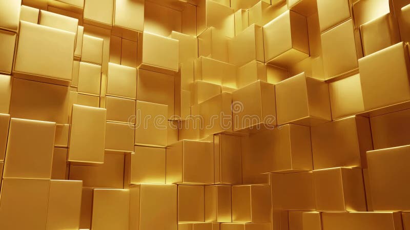 An Abstract Golden Puzzle Background, with a Wall of Polished Metal ...